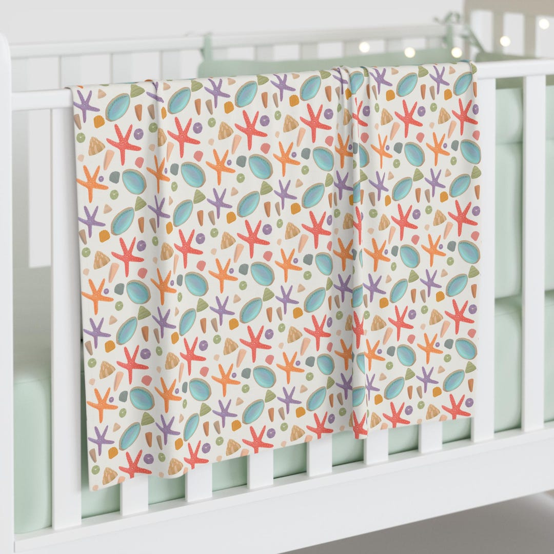 Beach Seashell Starfish Swaddle Blanket | Starfish, Abalone, Seashells ...