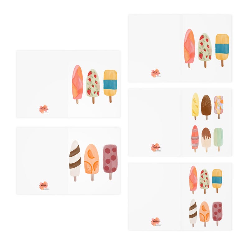Watercolor Popsicle Greeting Cards | Colorful 5-pack | Popsicle Card ...