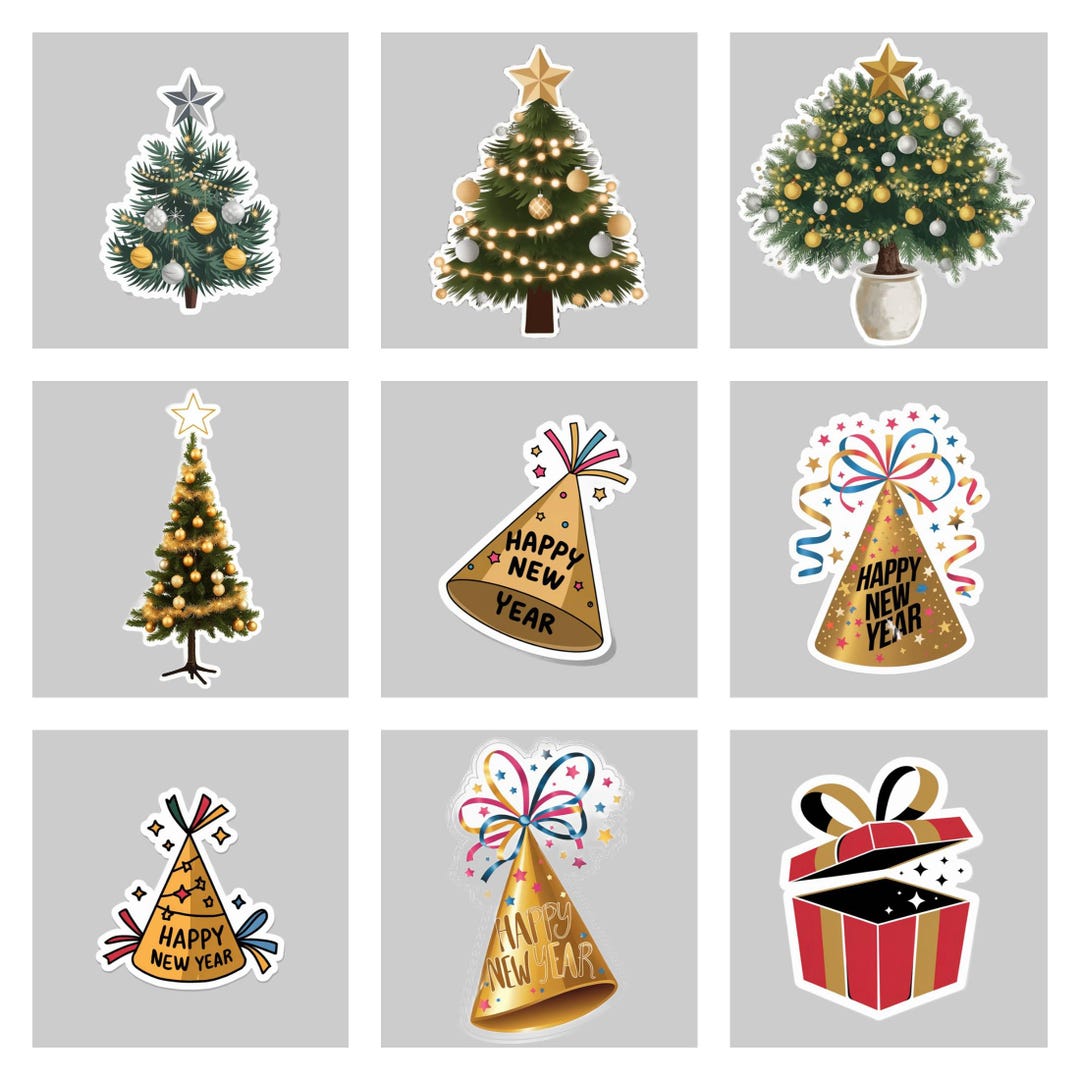 New Year 2025 Stickers Pack 45 PNG Stickers in ZIP Format With - Etsy