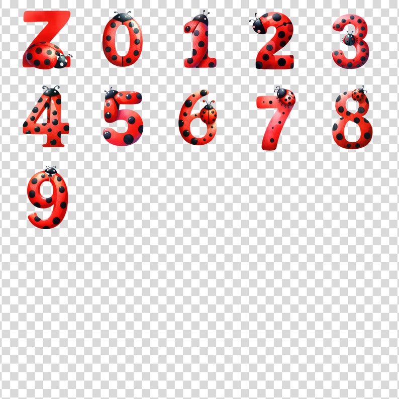 Red Ladybug Alphabet Clipart: Watercolor Letters & Numbers (PNG, 300 ...