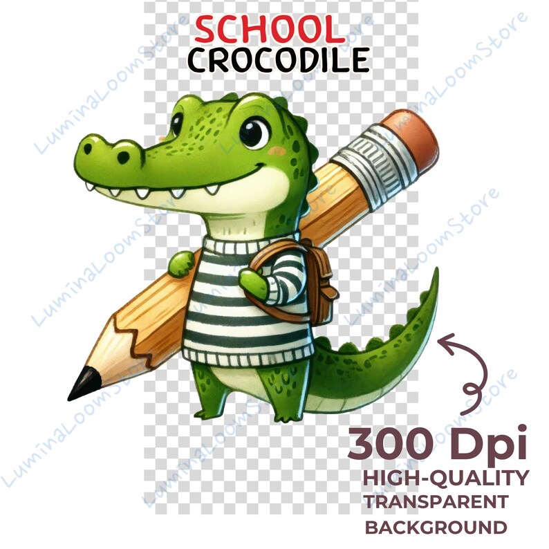 Back to School Crocodile Clipart ,cute Classroom Animal Art,teacher ...
