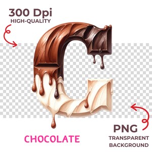 Chocolate Lettering Clipart Sweet Alphabet & Numbers Watercolor Set for ...