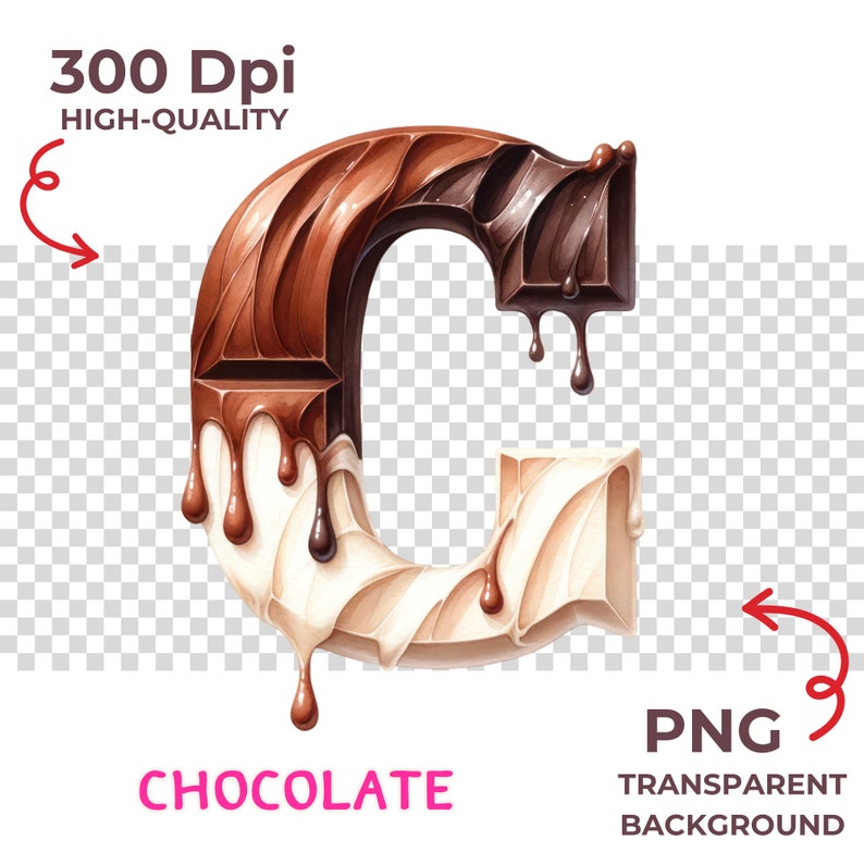 Chocolate Lettering Clipart - Sweet Alphabet & Numbers Watercolor Set ...