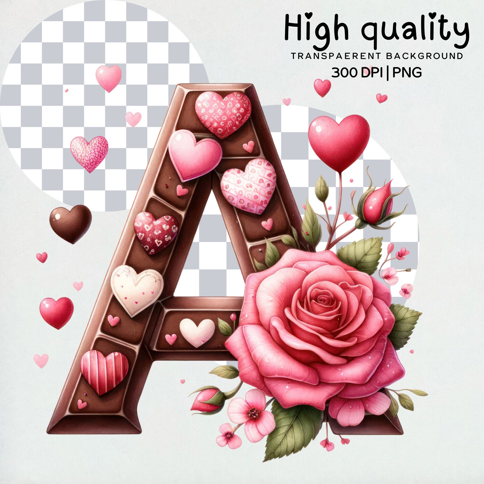 Watercolor Sweet Romance - Valentine's Day Chocolate Alphabet Clipart ...