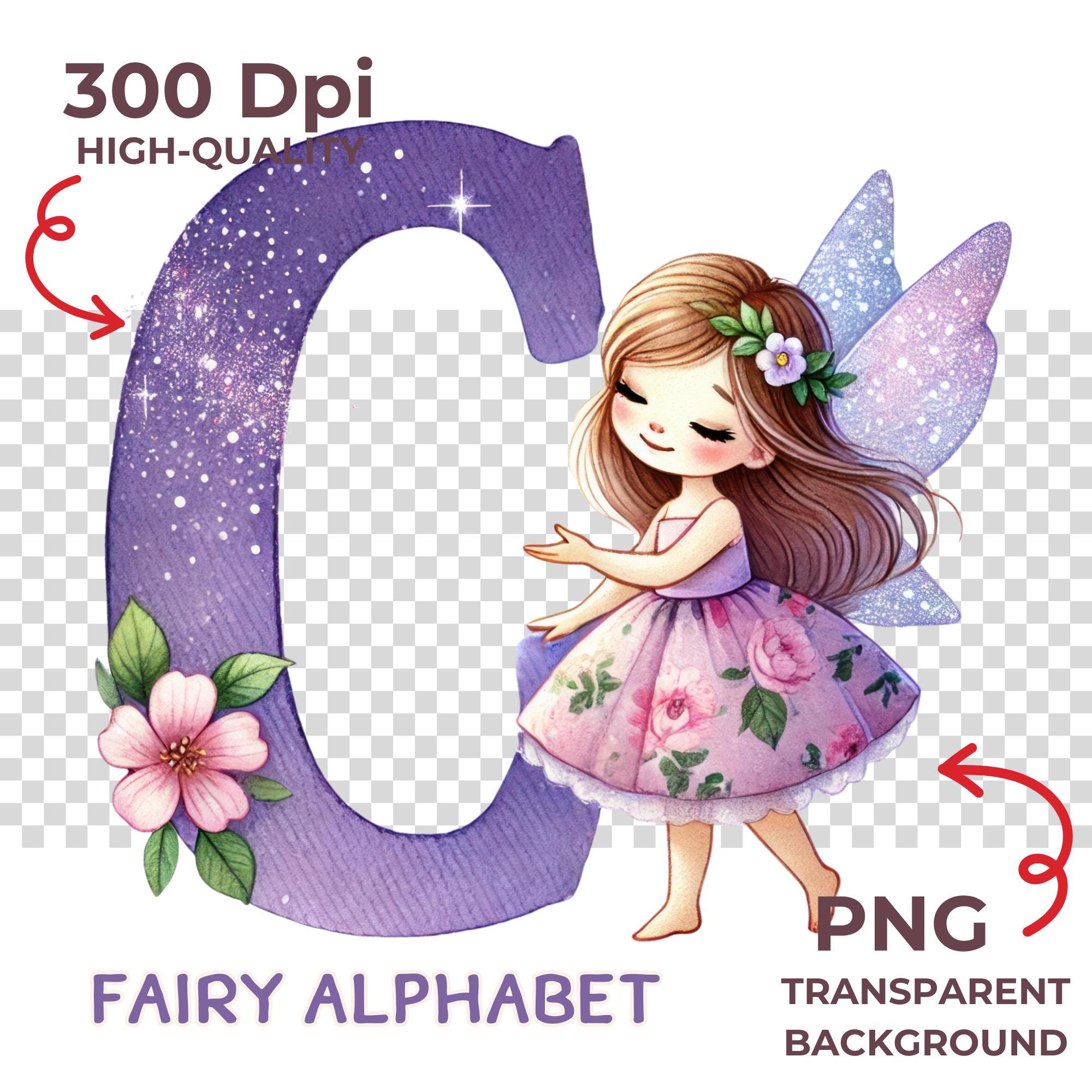 Fairy Alphabet Watercolor Clipart: Enchanted Letters & Numbers (digital ...
