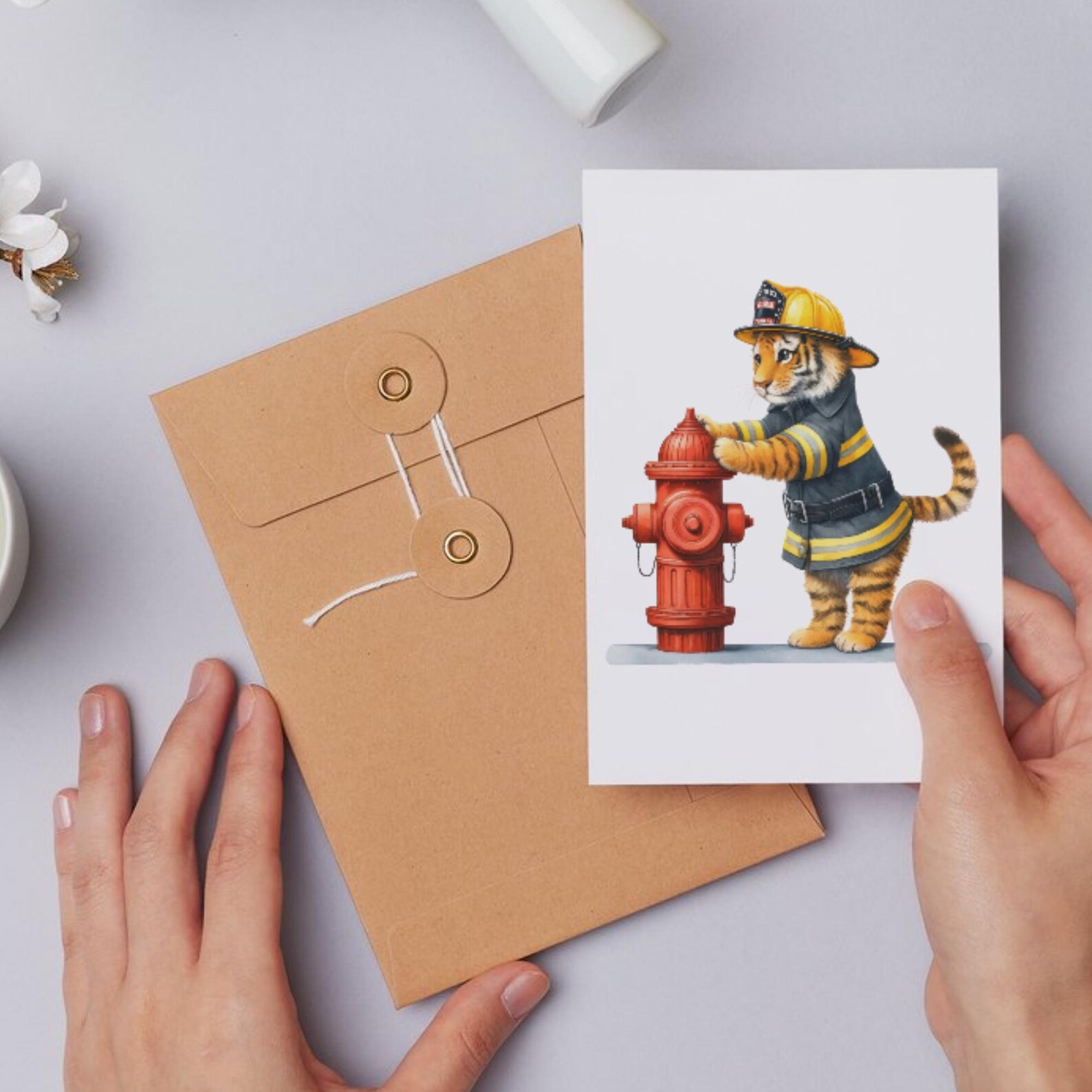 Firefighter Animal Clipart | Watercolor Firefighter PNG | Kids Fire ...