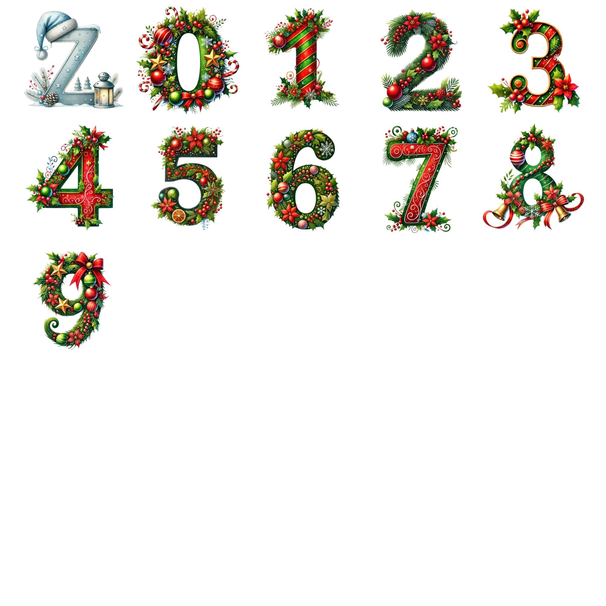 Christmas Watercolor Alphabet Clipart: Festive PNG Letters & Numbers ...
