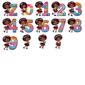 Alphabet School Girl Clipart | Watercolor ABC Letters and Numbers PNG ...