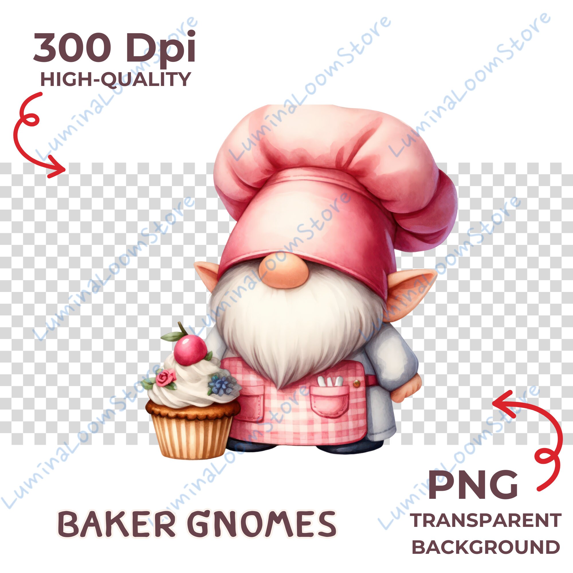 Baker Gnomes Watercolor Clipart Set - Cute Kitchen Gnomes, Chef Gnome ...
