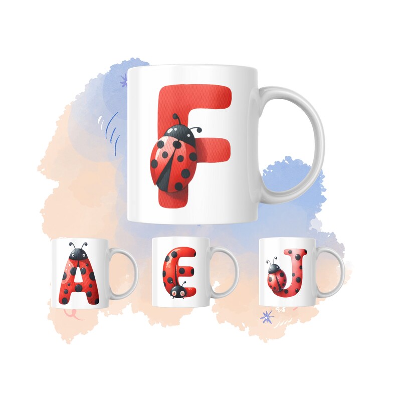 Red Ladybug Alphabet Clipart: Watercolor Letters & Numbers (PNG, 300 ...