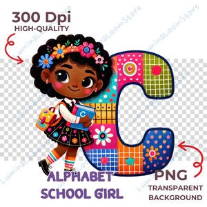 Alphabet School Girl Clipart | Watercolor ABC Letters and Numbers PNG ...
