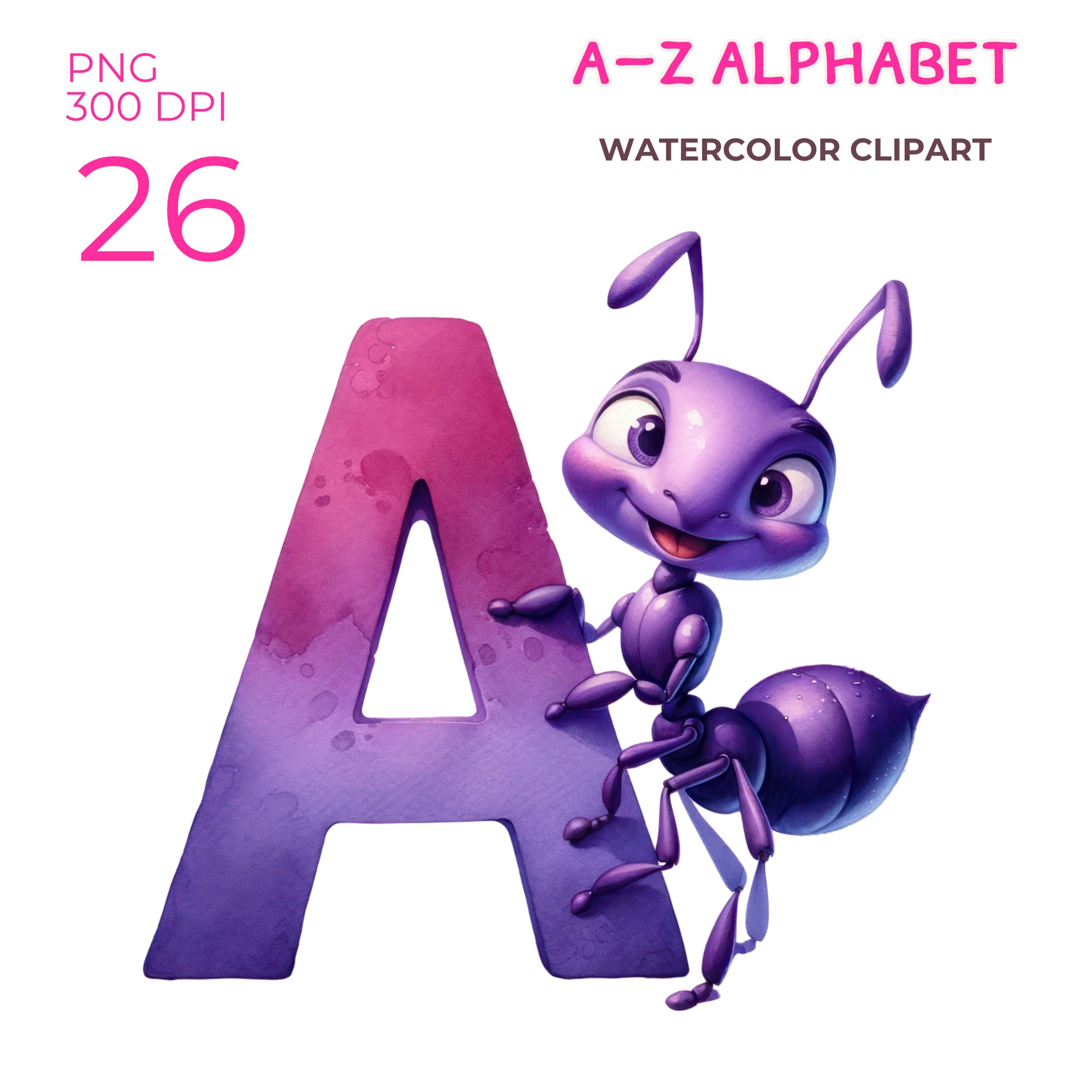 Animal Alphabet Clipart: Transparent PNG Bundle, Nursery Art (digital ...