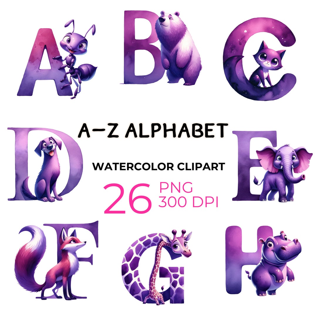 Animal Alphabet Clipart Transparent PNG, Bundle Clipart, Printable ...