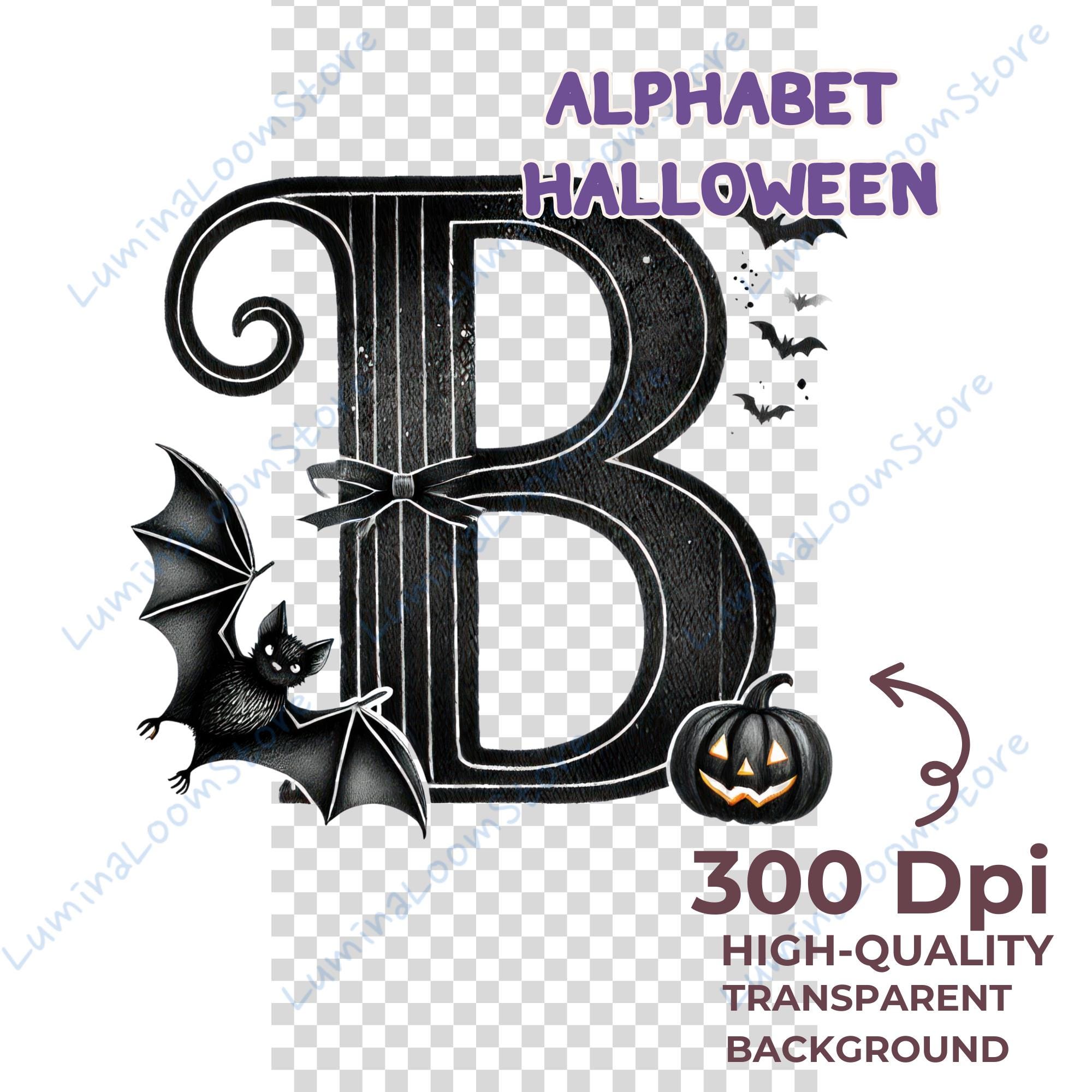 Halloween Alphabet Clipart | 39 PNG Watercolor Letters & Numbers ...