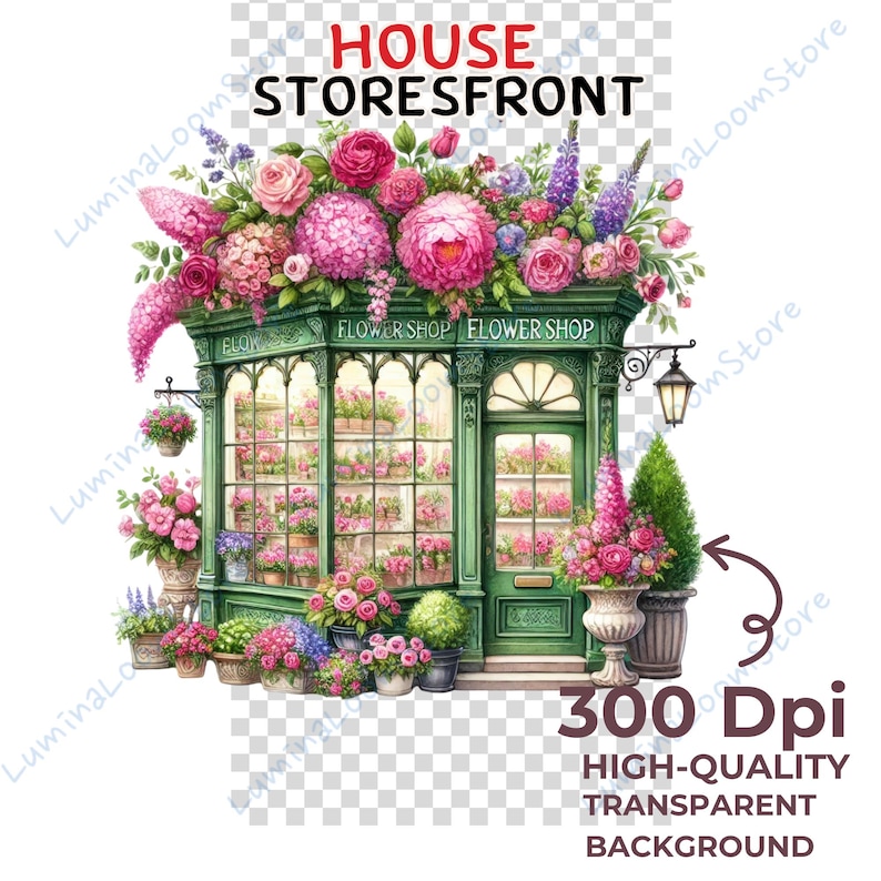 Watercolor Storefront Clipart Set: Shop Graphics (PNG, 300 DPI) - Etsy