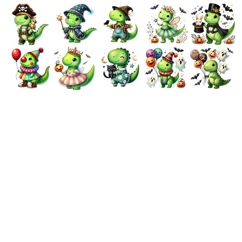 Halloween Dino Clipart PNG, Cute Dinosaur Digital Download, Watercolor ...