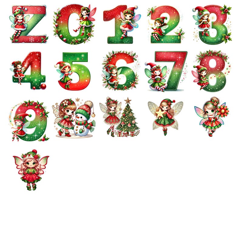 Christmas Fairy Alphabet Clipart Bundle - Watercolor Letters & Numbers ...