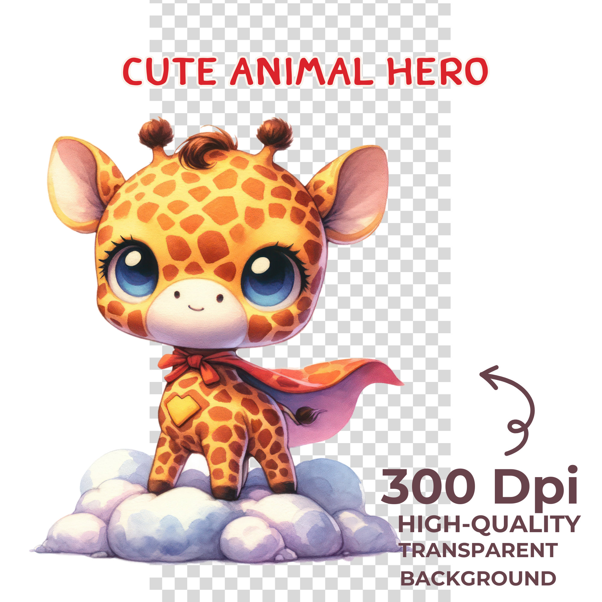 Superhero Animal Clipart - Watercolor Heroic Animals PNG - Kids Party ...