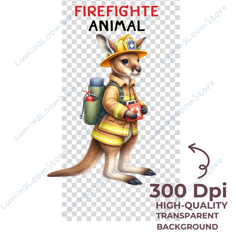 Firefighter Animal Clipart | Watercolor Firefighter PNG | Kids Fire ...
