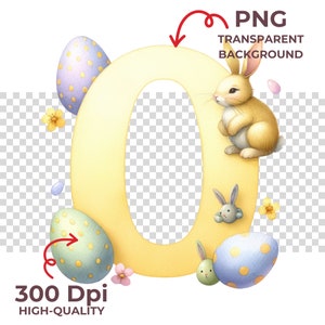 Easter Watercolor Alphabet & Numbers Clipart Set - 36 PNG Files With ...