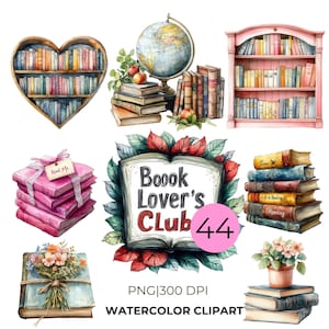 Whimsical Watercolor Book Clipart Set for Cozy Reading Crafts ...