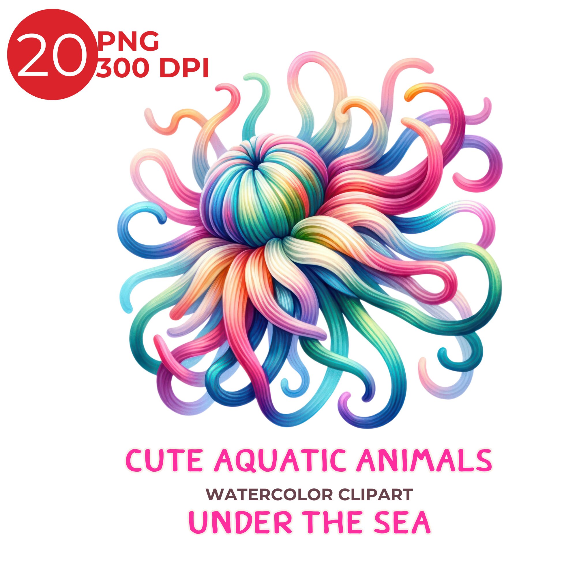 Under the Sea Watercolor Clipart Cute Aquatic Animals PNG Collection ...