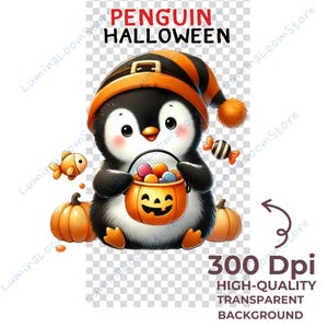 Watercolor Penguin Halloween Clipart | Penguin Halloween Clipart PNG ...
