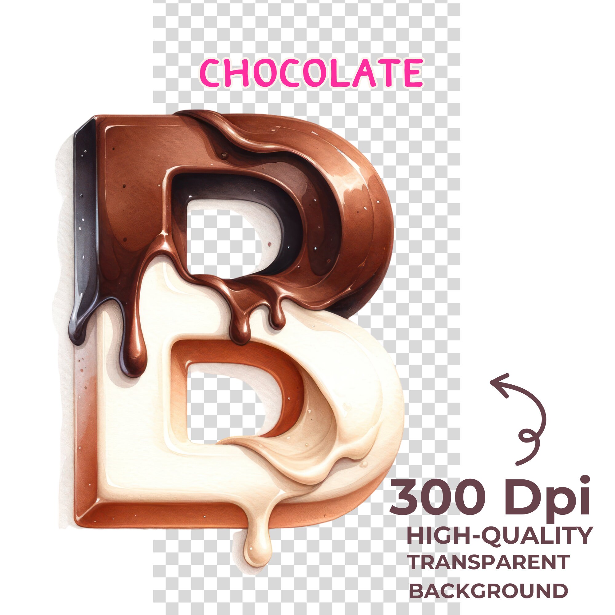 Chocolate Lettering Clipart - Sweet Alphabet & Numbers Watercolor Set ...