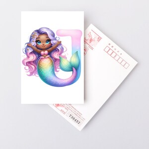 Mermaid Alphabet Clipart Set - Watercolor Mermaid Letters PNG, Vibrant ...