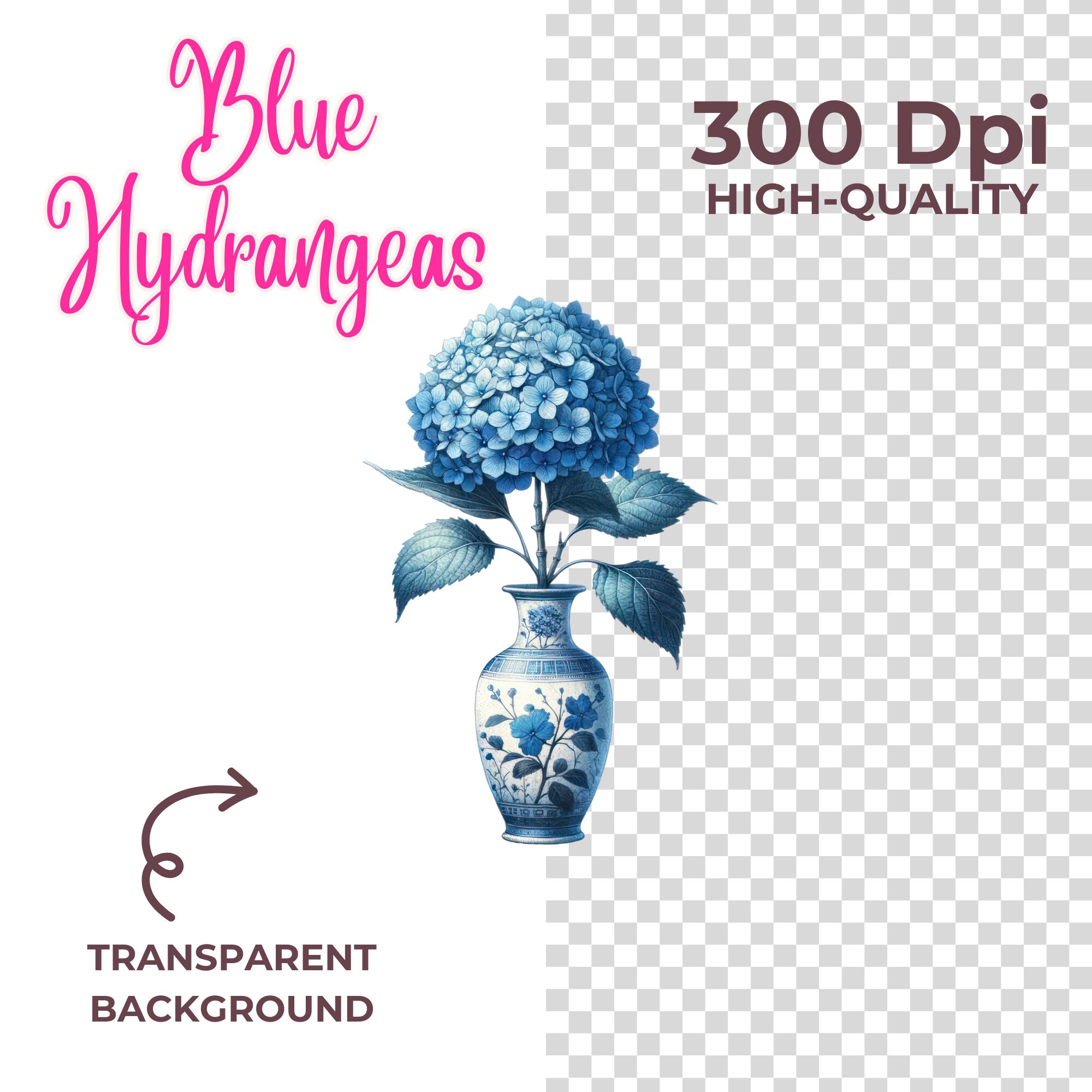 Blue Hydrangea Watercolor Clipart Bundle Rustic Floral PNG Images - Etsy