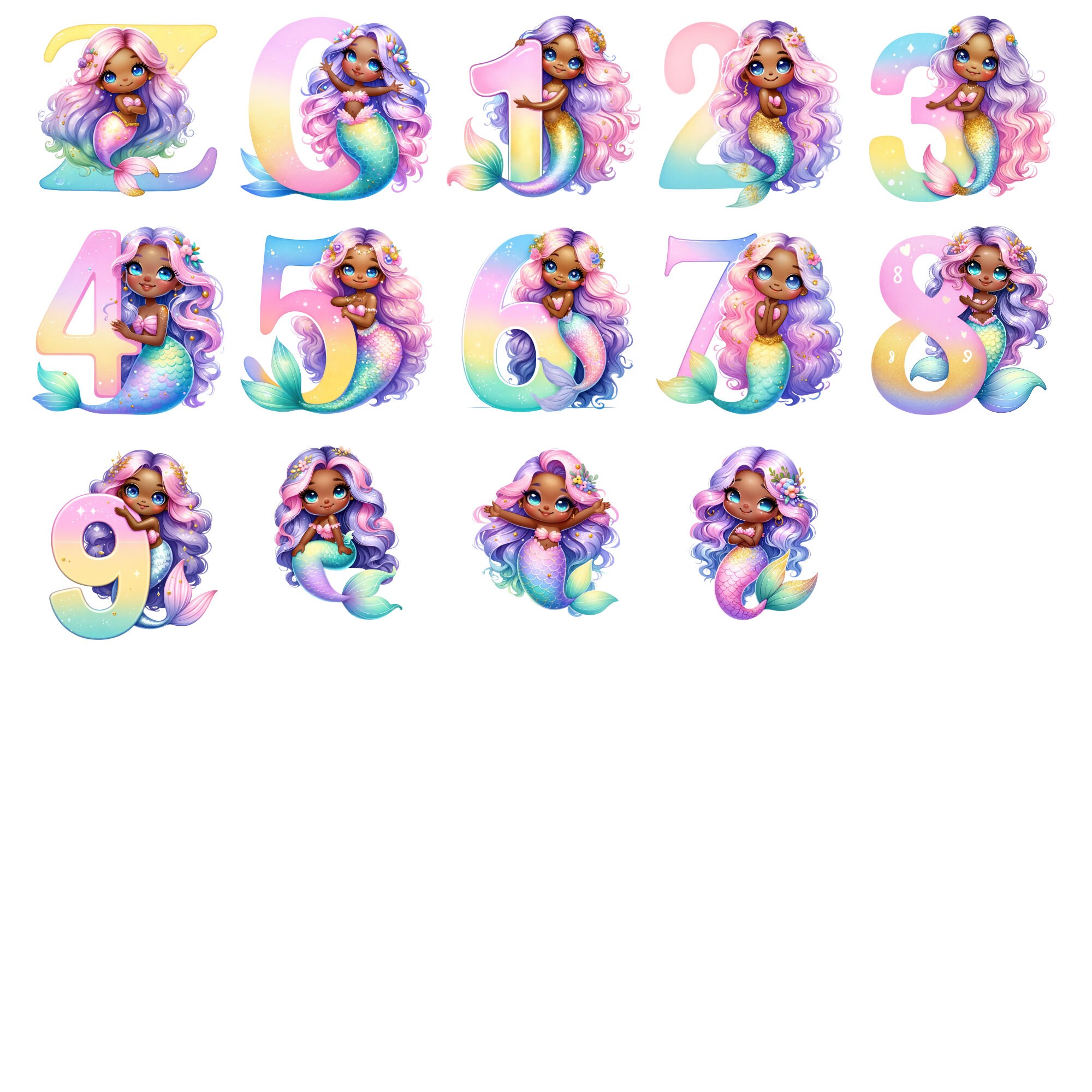 Mermaid Alphabet Clipart Set Watercolor Mermaid Letters PNG, Vibrant ...
