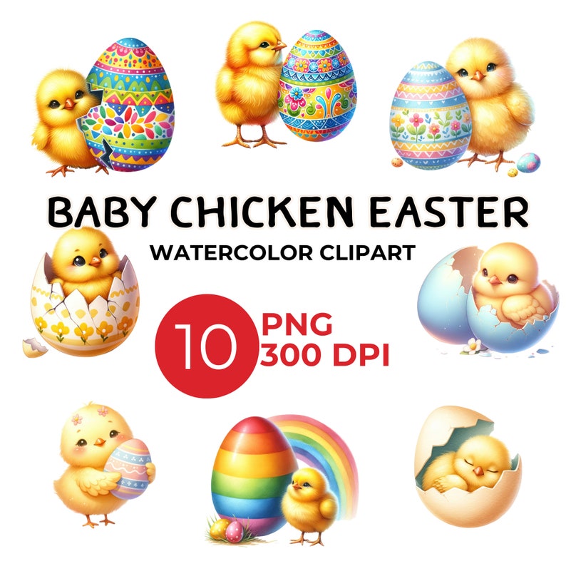 Easter Watercolor Baby Chick Clipart - Cute Spring Chickens and ...