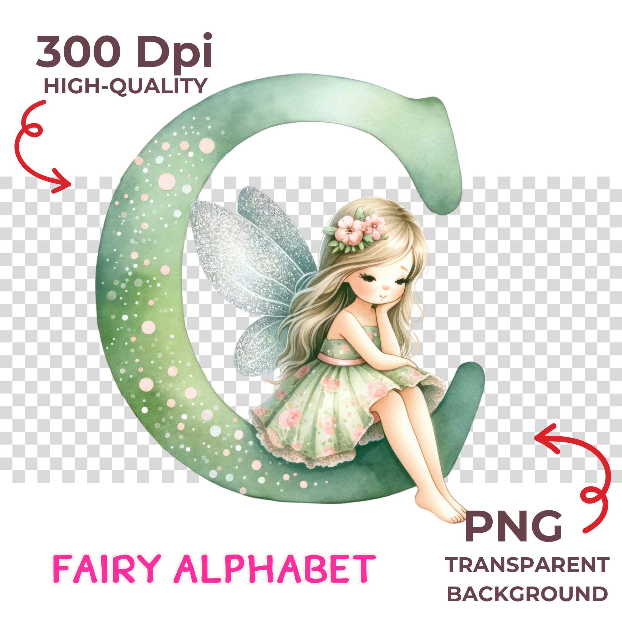 Fairy Alphabet & Numbers Clipart - 41 Watercolor PNG Files, Magical ...