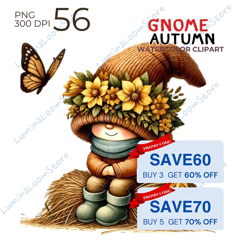 Autumn Gnome Watercolor Clipart: Fall PNG Bundle (digital Download) - Etsy