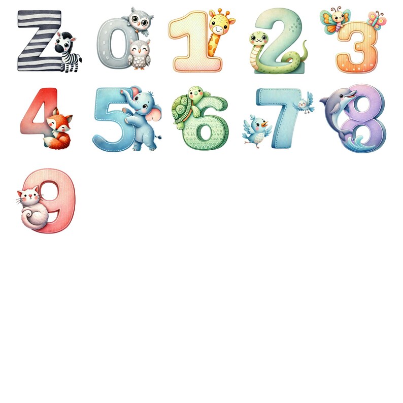 Watercolor Animal Alphabet Clipart: Kids Learning PNG Set (digital ...