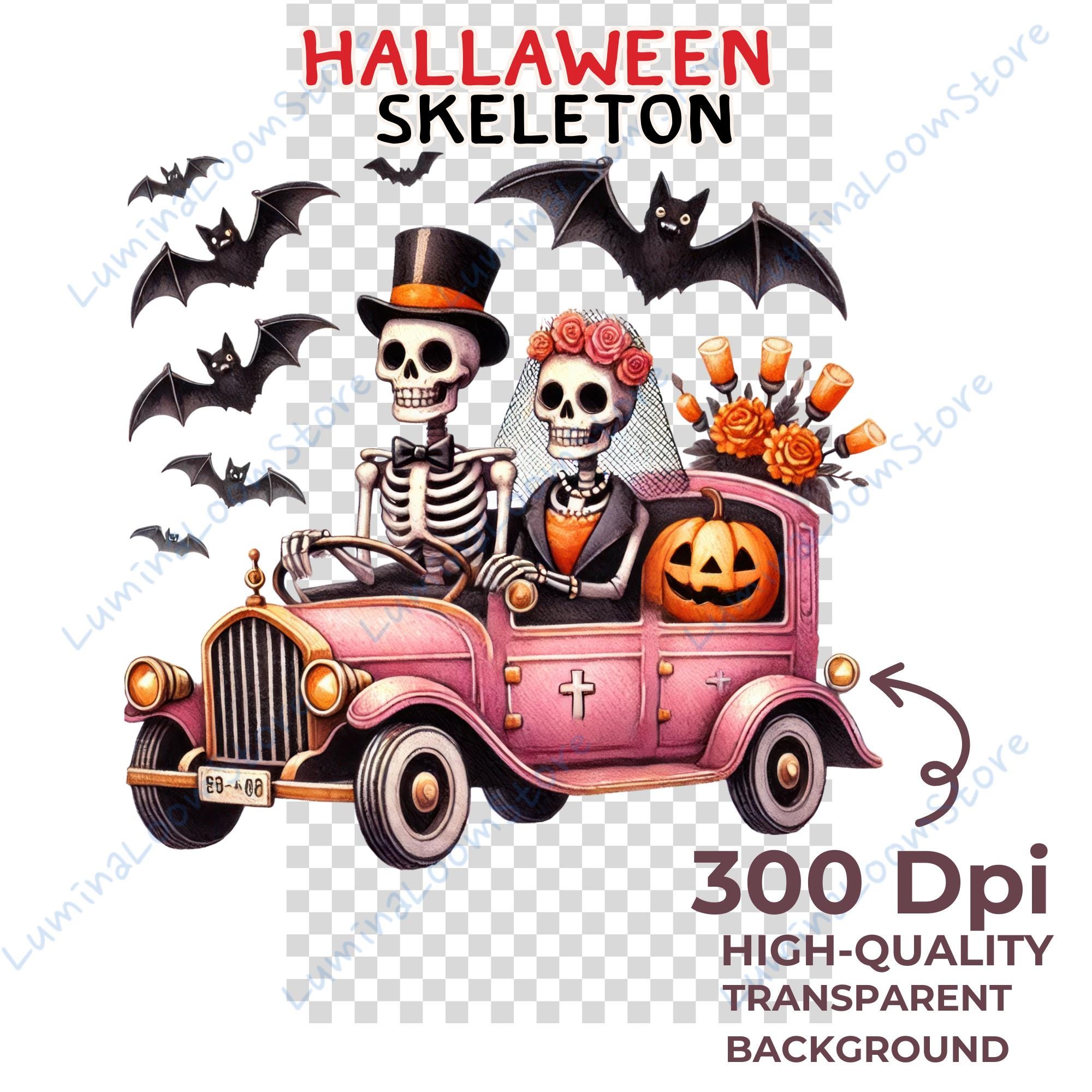 Halloween Skeleton Couple Clipart | Cute Watercolor Skeleton Art ...
