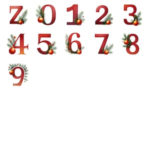 Christmas Watercolor Alphabet Clipart: Festive Red Letters & Numbers ...