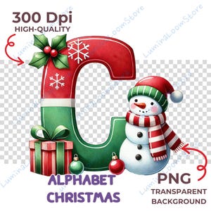 Christmas Alphabet Clipart | 36 PNG Watercolor Letters-numbers ...