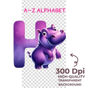 Animal Alphabet Clipart: Transparent PNG Bundle, Nursery Art (digital ...
