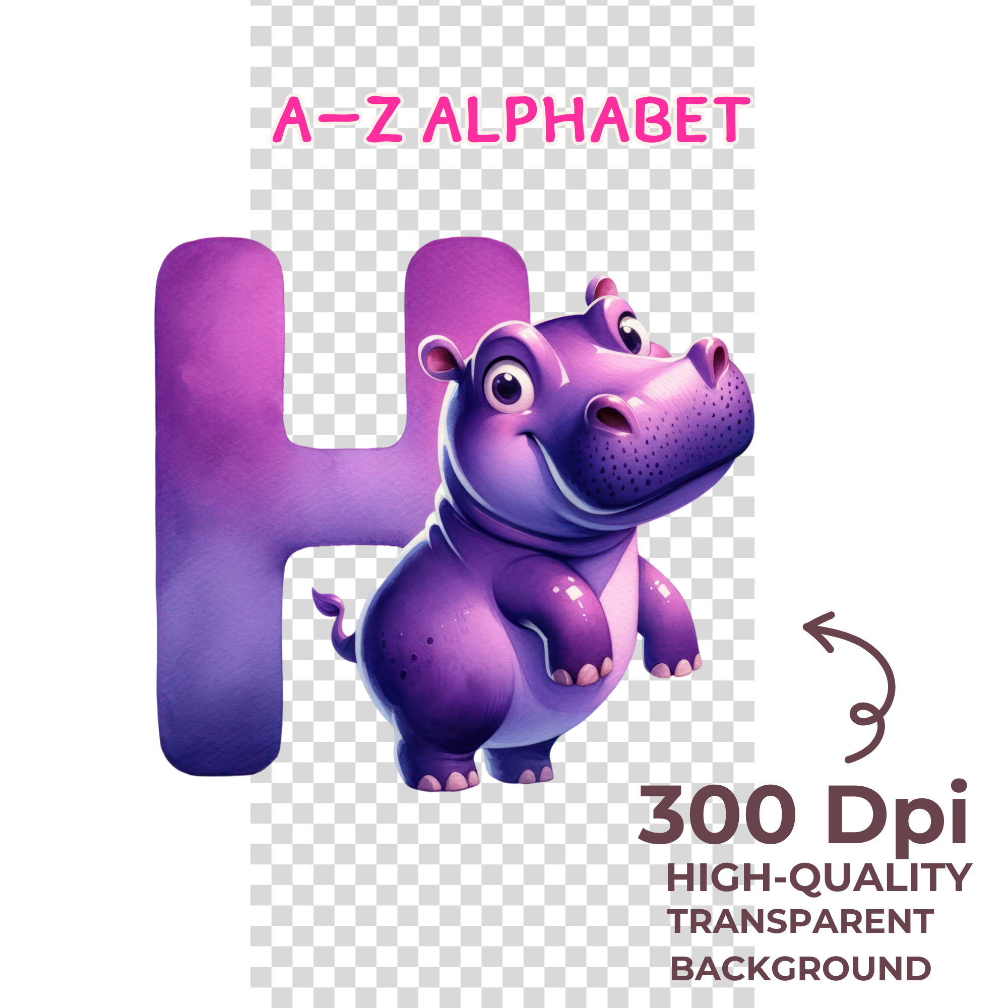 Animal Alphabet Clipart: Transparent PNG Bundle, Nursery Art (digital ...