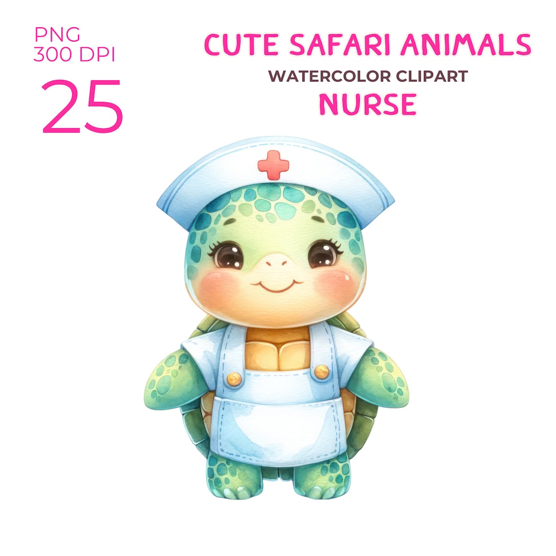 Nurse Animals Clipart, Watercolor Cute Nursing Doctor Baby Animal ...