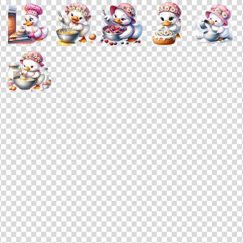 Baker Ducklings Watercolor Clipart Cute Cooking Ducks Digital Images ...