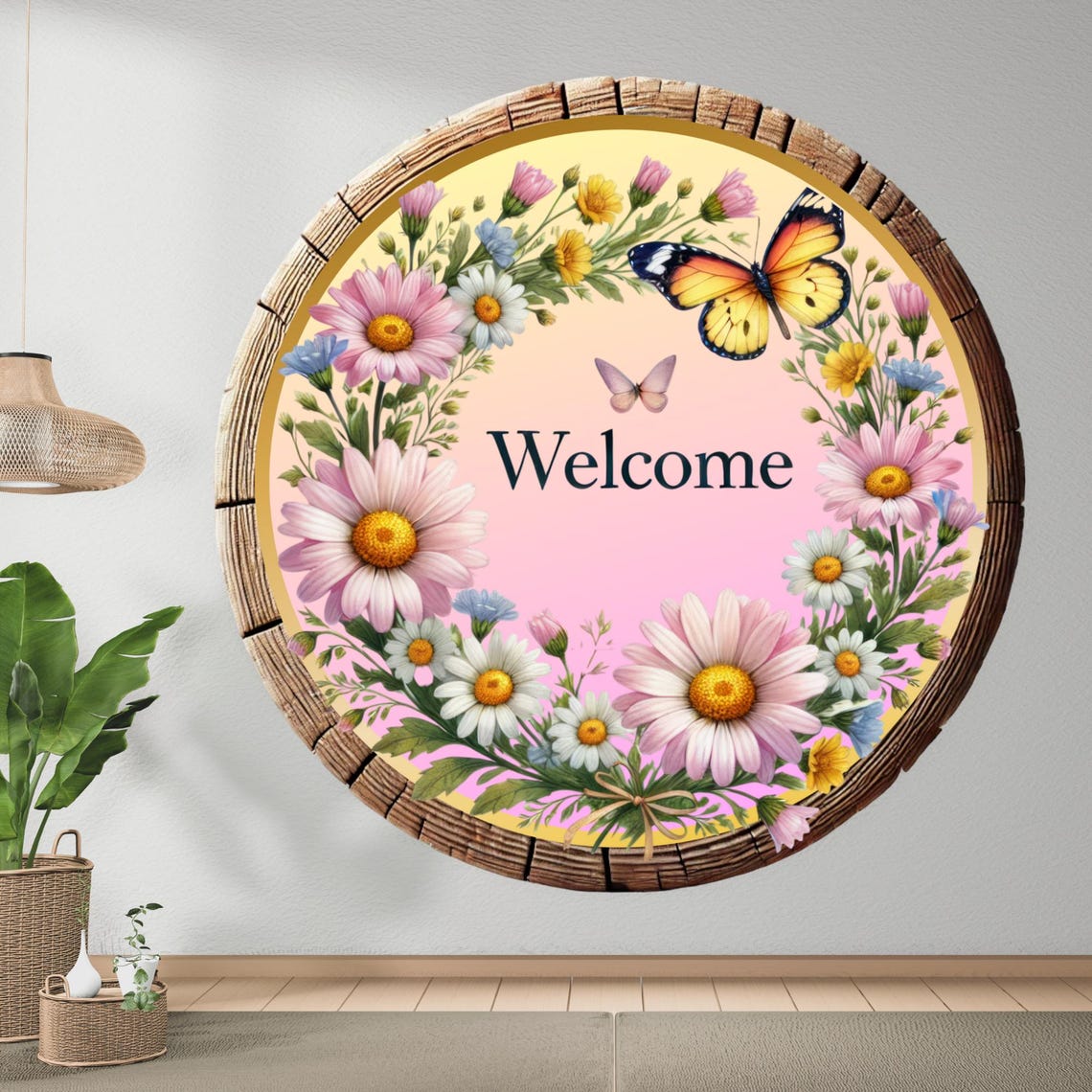 Floral Welcome Sign Digital Download, Spring Flower Door Sign ...