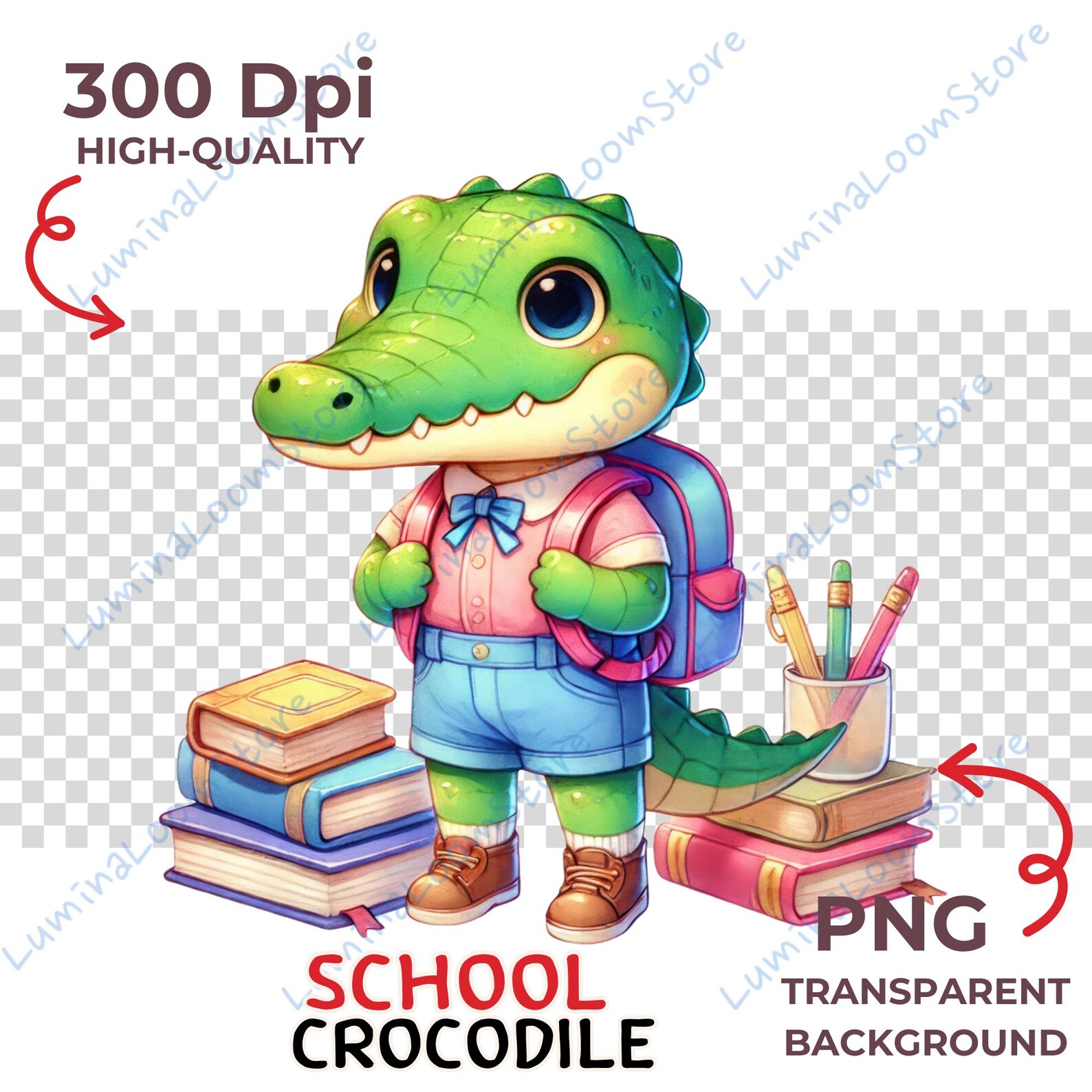 Back to School Crocodile Clipart ,cute Classroom Animal Art,teacher ...