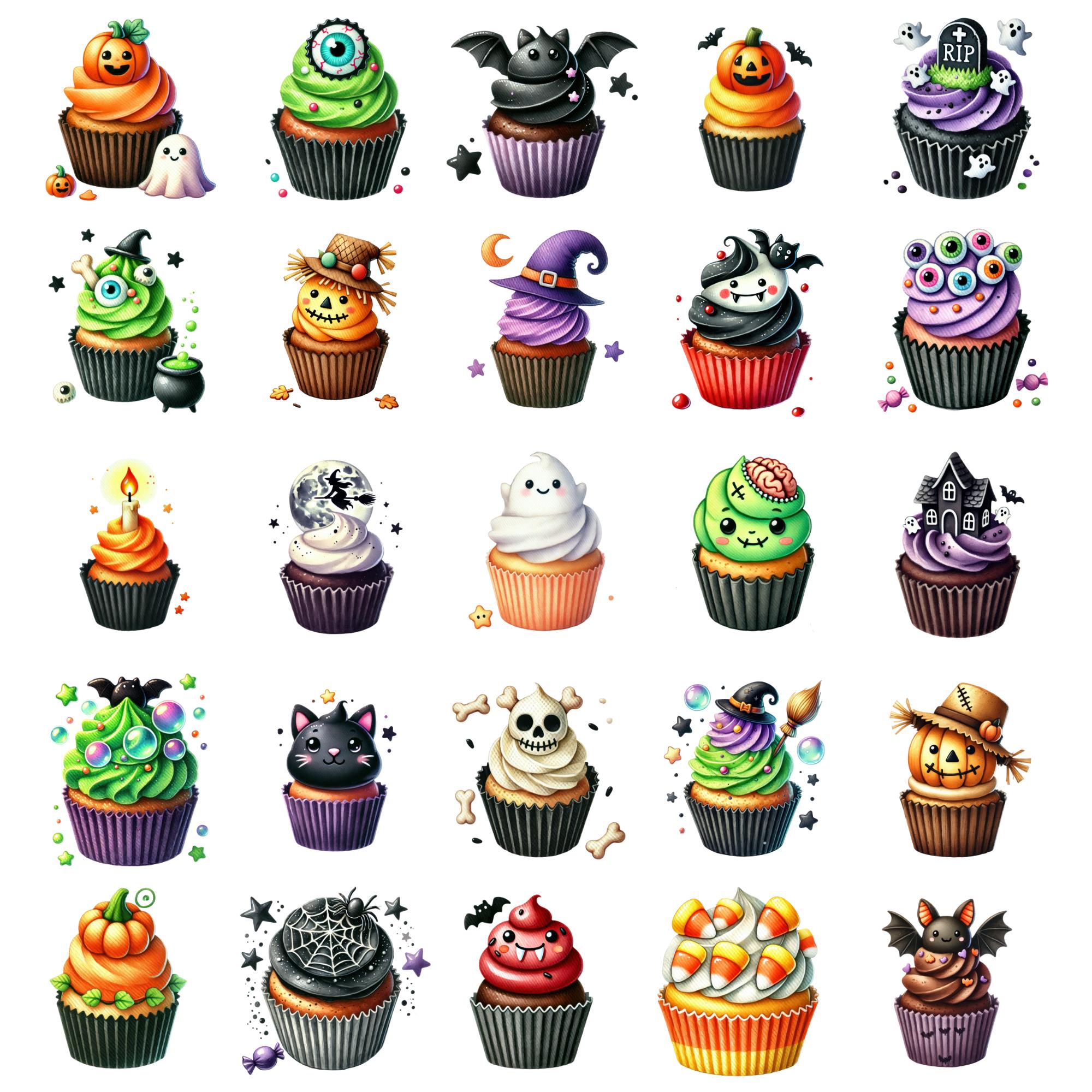 Halloween Cupcake Clipart: Watercolor PNG Set (digital Download) - Etsy