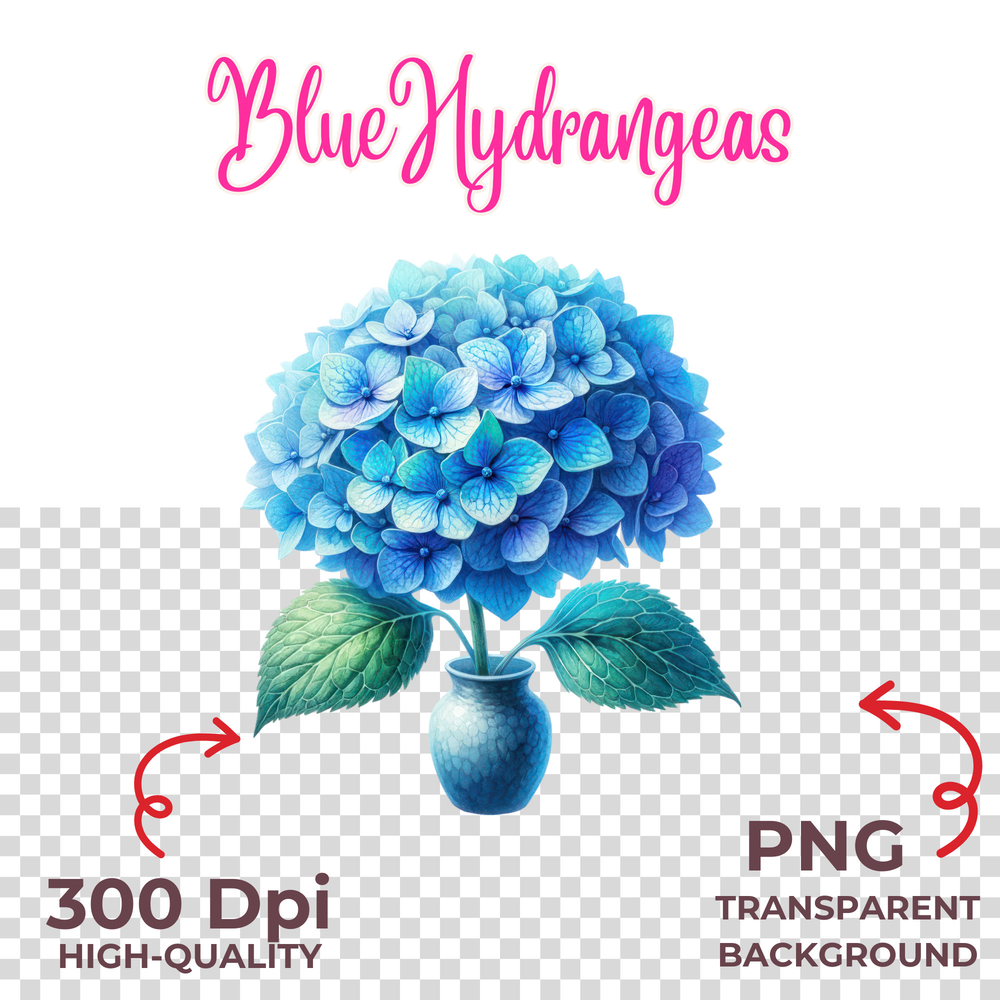 Blue Hydrangea Watercolor Clipart Bundle Rustic Floral PNG Images - Etsy