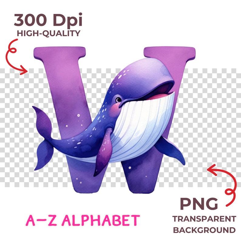 Animal Alphabet Clipart: Transparent PNG Bundle, Nursery Art (digital ...