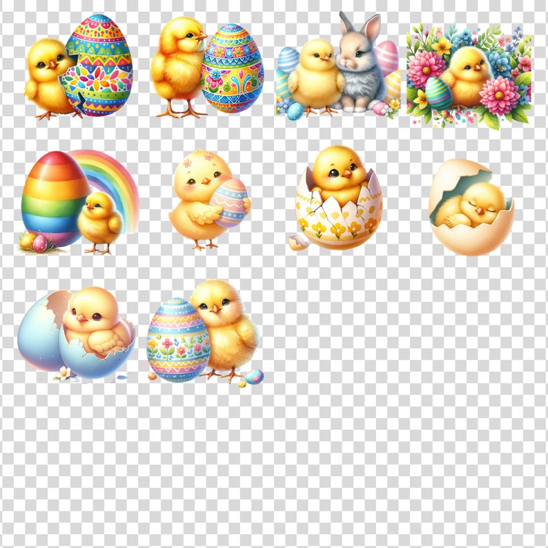 Easter Watercolor Baby Chick Clipart - Cute Spring Chickens and ...