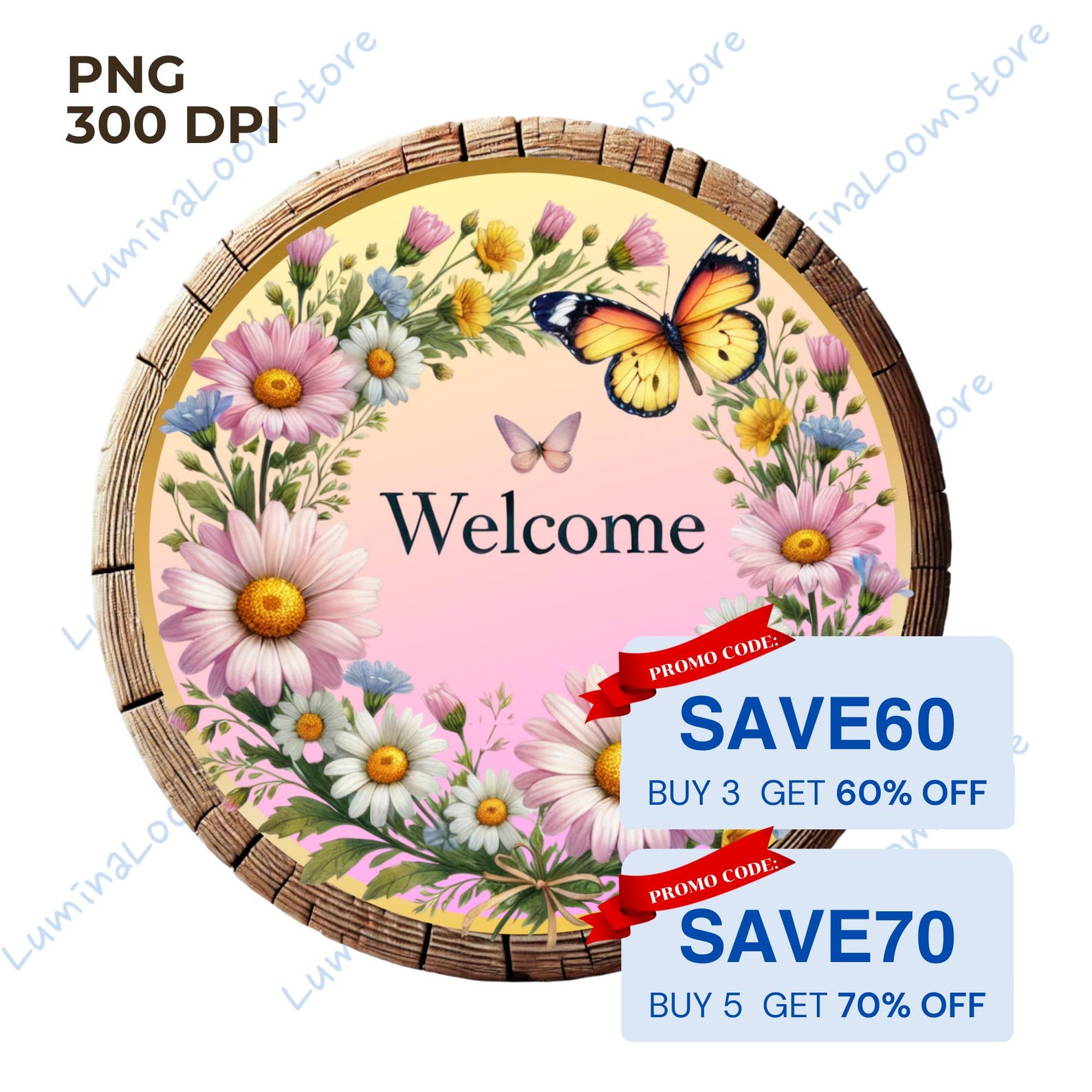 Floral Welcome Sign Digital Download, Spring Flower Door Sign ...