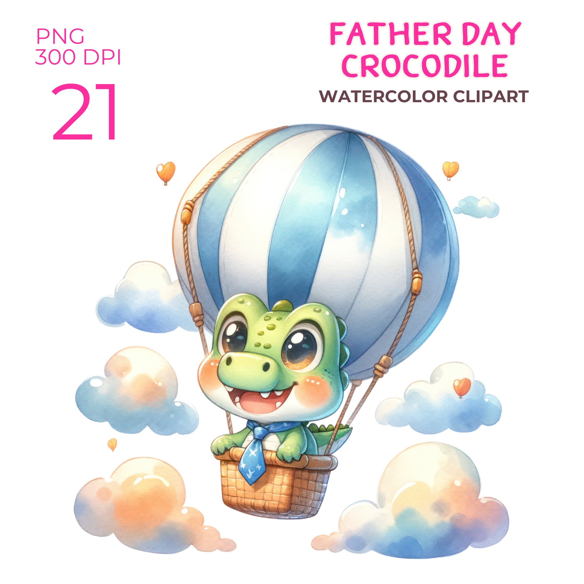 Father's Day Crocodile Clipart Set - Watercolor Dad and Baby Crocodile ...